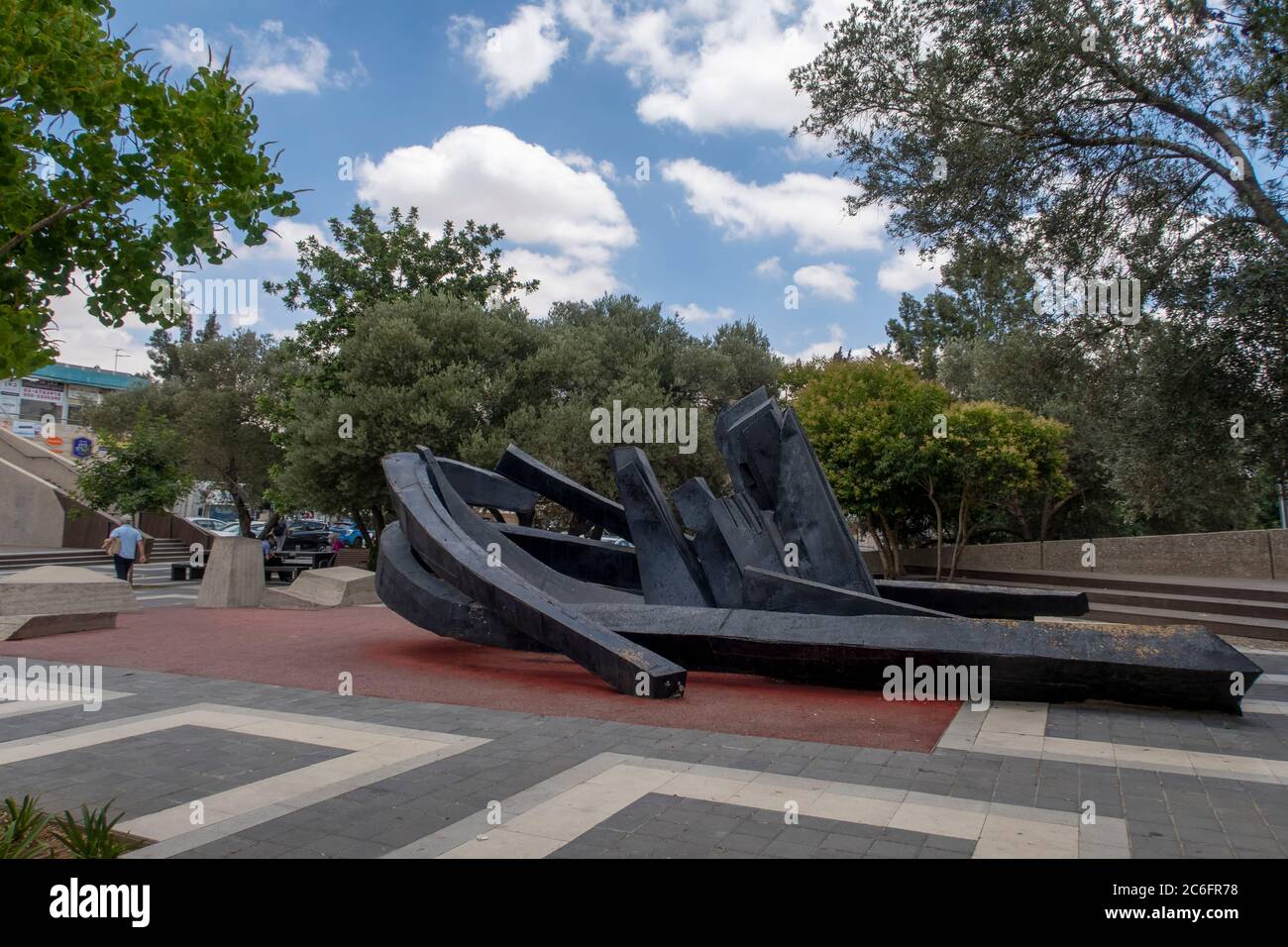 The metal monument in Denmark Square (Kikar Denya) shaped like a boat ...