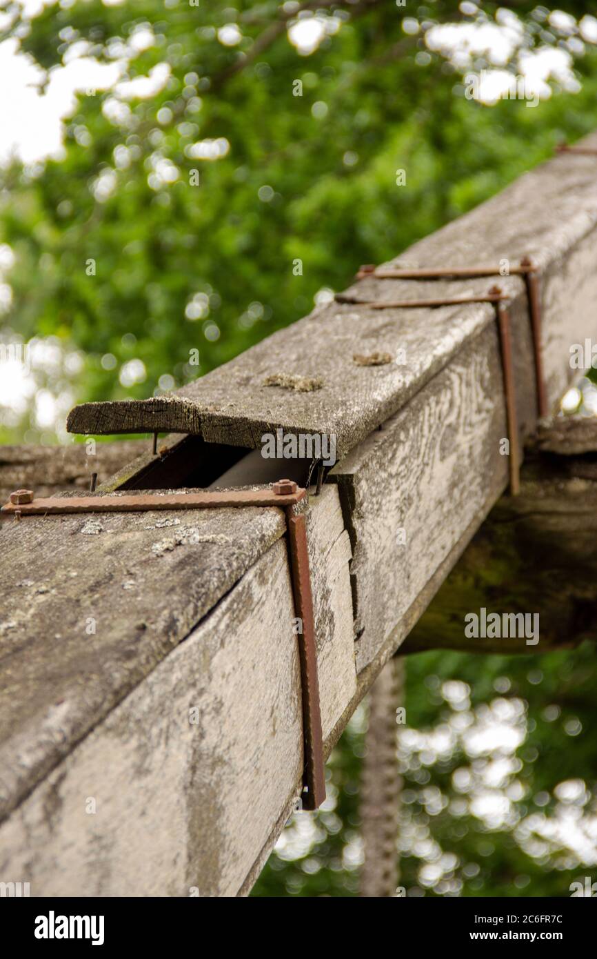 Detailed view of the lifting device with its lifting arm on a historic ...