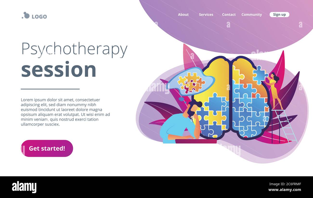 Psychotherapy session landing page vector illustration Stock Vector ...