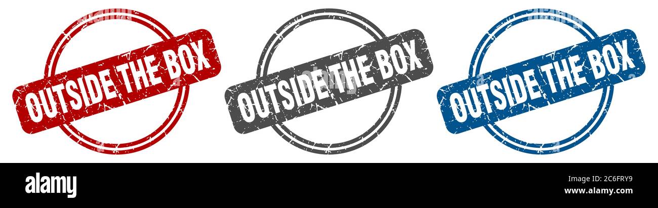 outside the box stamp. outside the box sign. outside the box label set ...