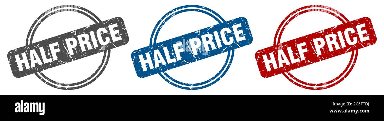half price stamp. half price sign. half price label set Stock Vector ...