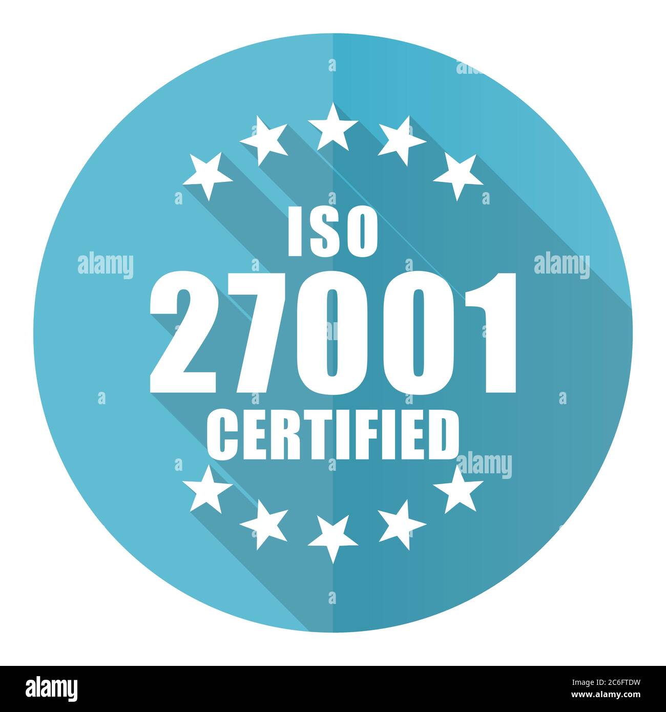 Iso 27001 vector icon, flat design blue round web button isolated on ... Iso 27001 vector icon, flat design blue round web button isolated on ...