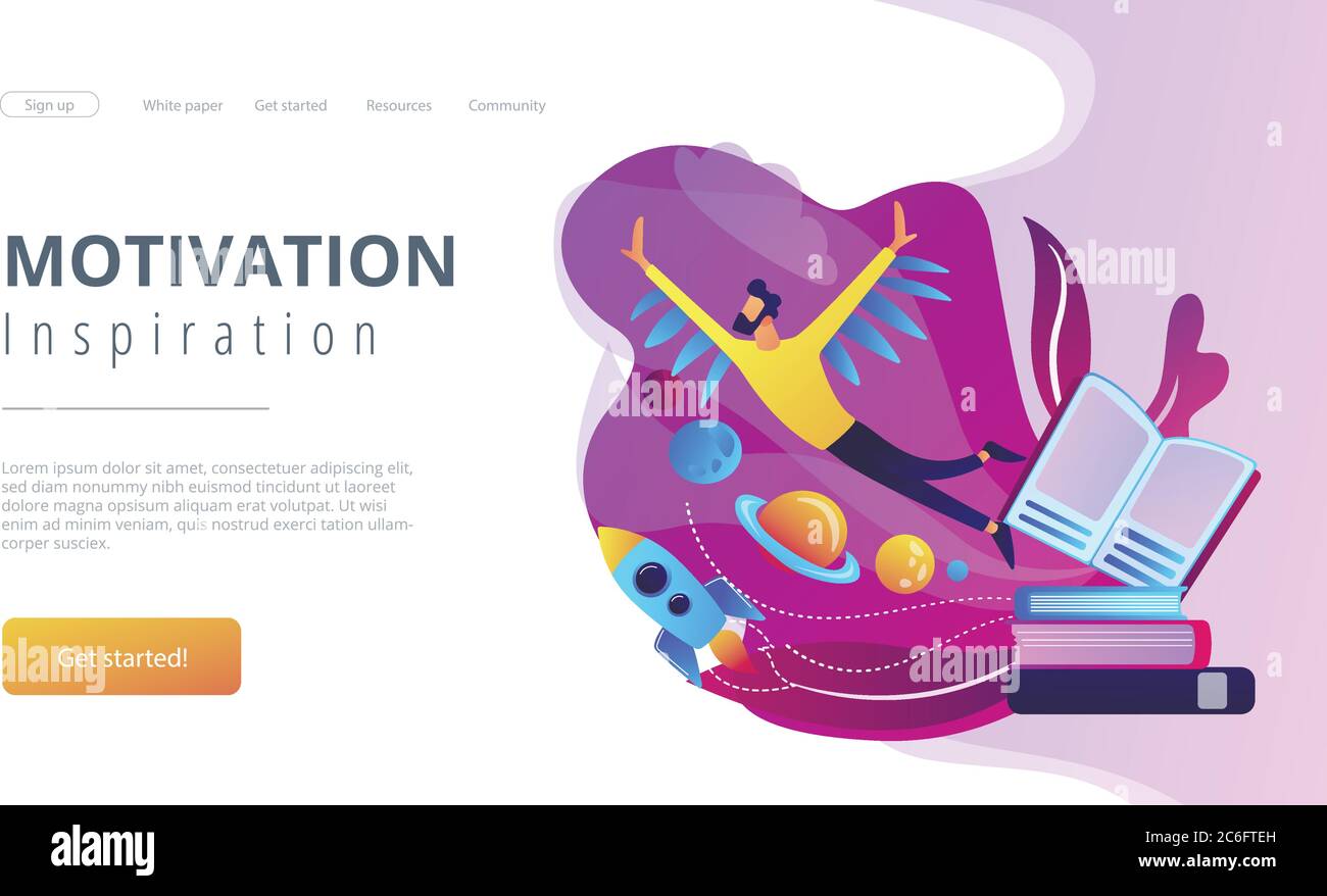 Motivation and inspiration landing page Stock Vector Image & Art - Alamy