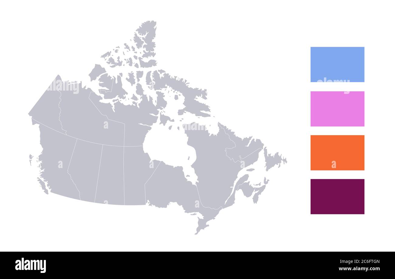 Infographics of Canada map, individual states blank Stock Photo - Alamy