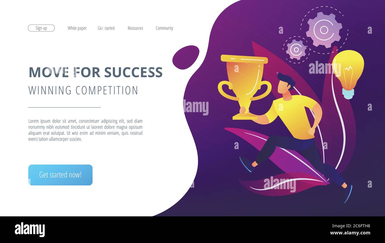 Move for success and winning competition landing page Stock Vector ...