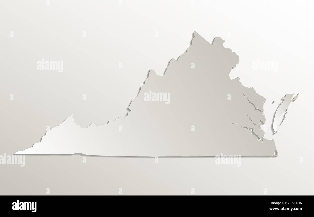 Virginia map, card paper 3D natural blank Stock Photo - Alamy