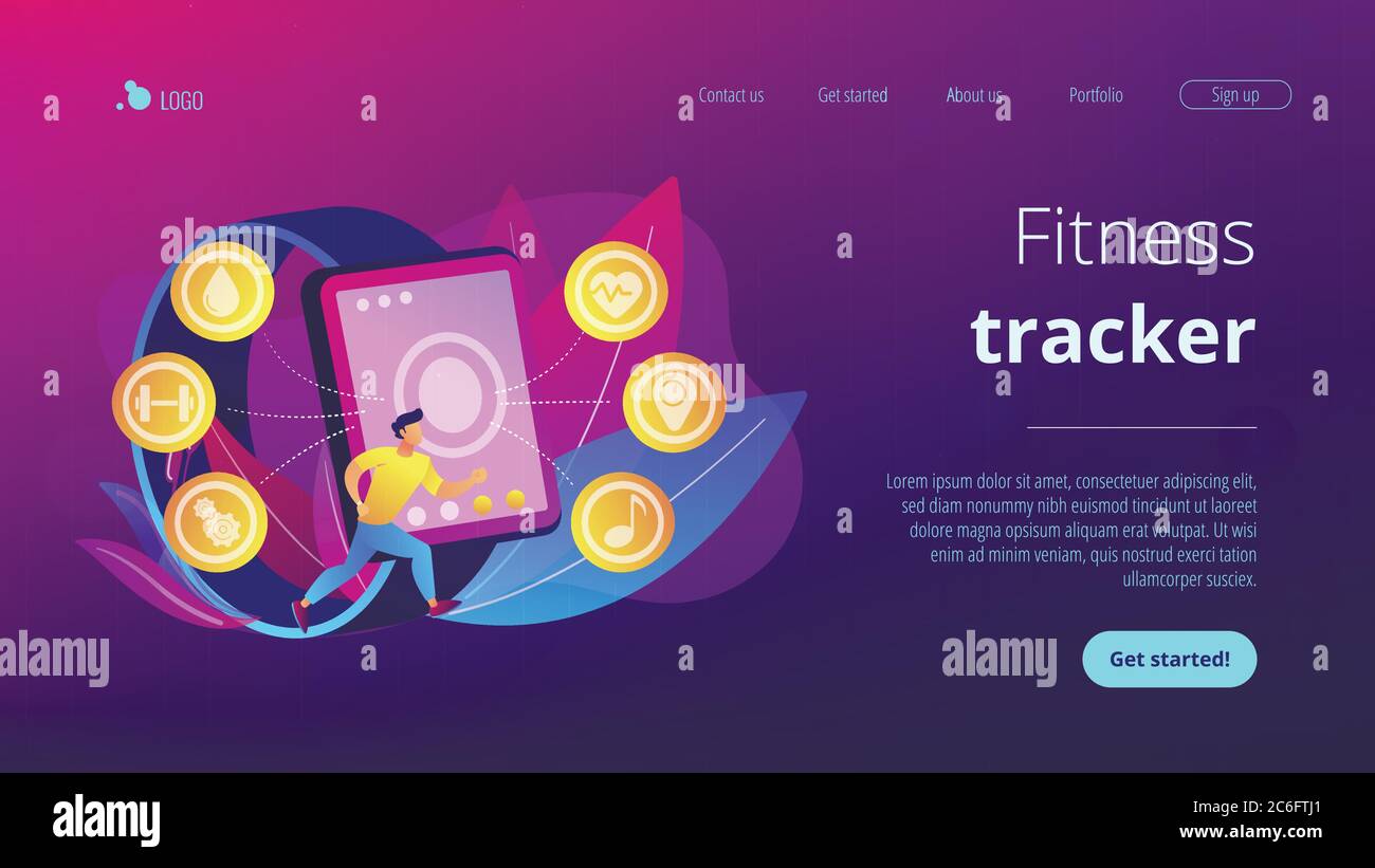 Fitness tracker concept landing page Stock Vector Image & Art - Alamy