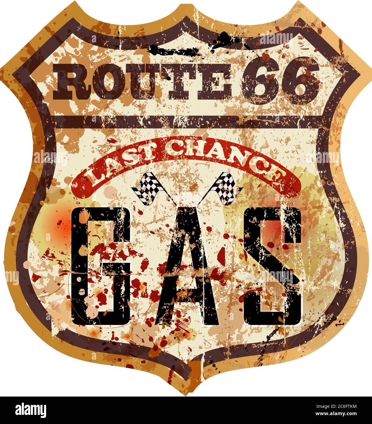 vintage route 66 gas sation sign, retro style vector illustration ...