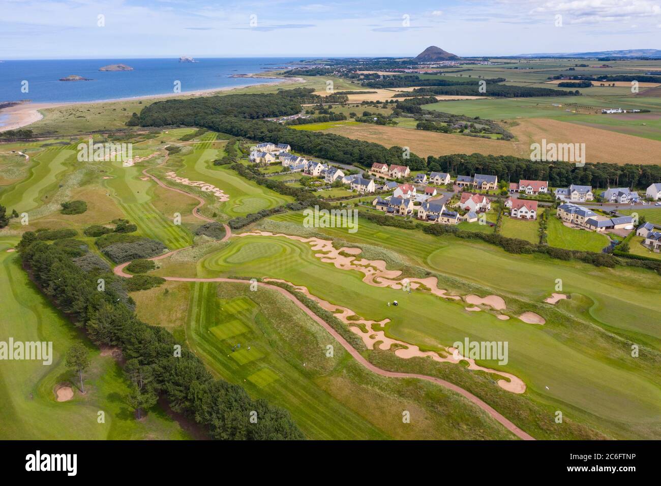 Aerial view of Archerfield Links golf course near North Berwick in East ...