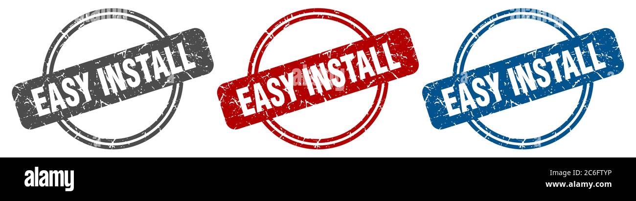 easy install stamp. easy install sign. easy install label set Stock ...