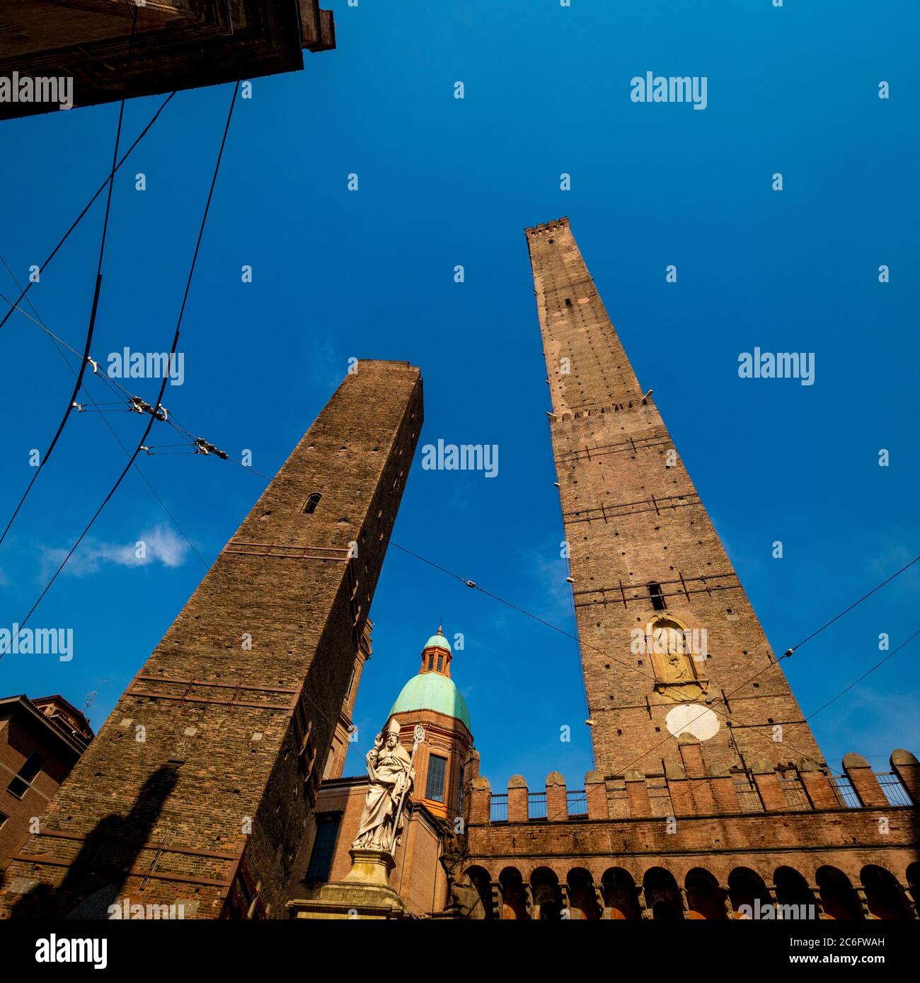 Two Towers, Bologna, The tallest being the Asinelli Tower and its ...