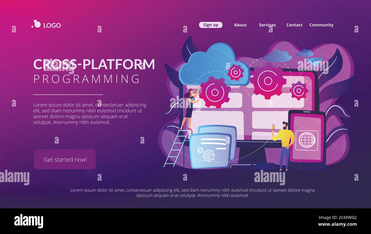 Cross-platform programming concept landing page Stock Vector Image & Art - Alamy
