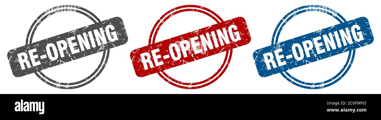 re-opening stamp. re-opening sign. re-opening label set Stock Vector ...