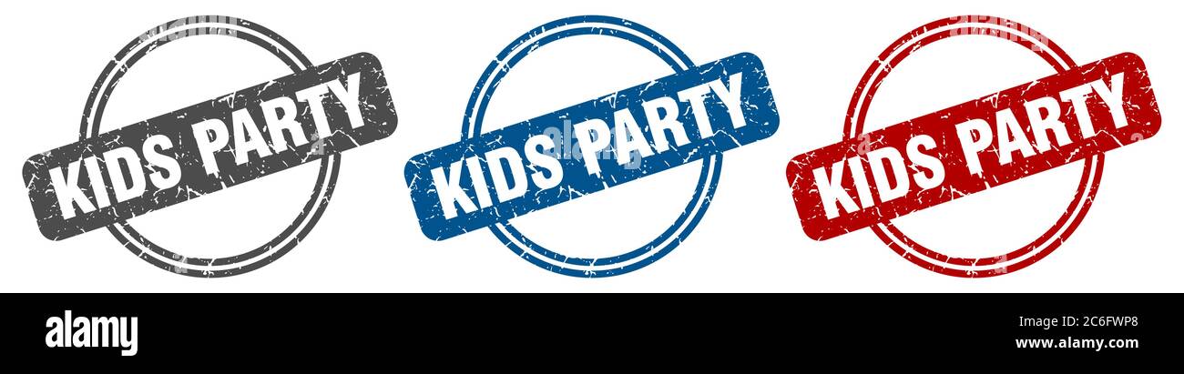 kids party stamp. kids party sign. kids party label set Stock Vector ...