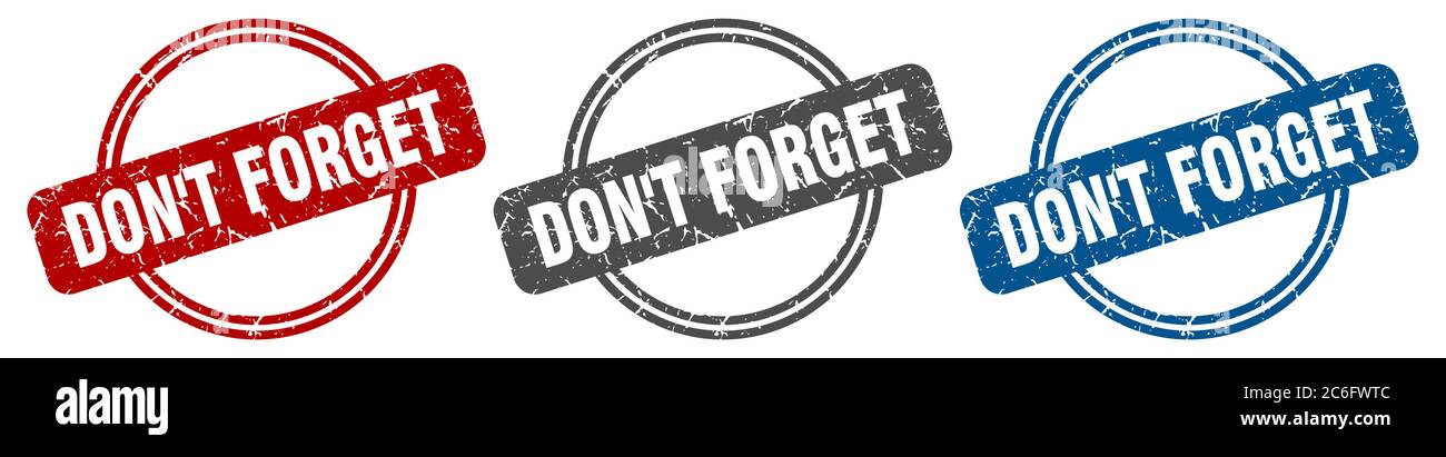 don't forget stamp. don't forget sign. don't forget label set Stock ...