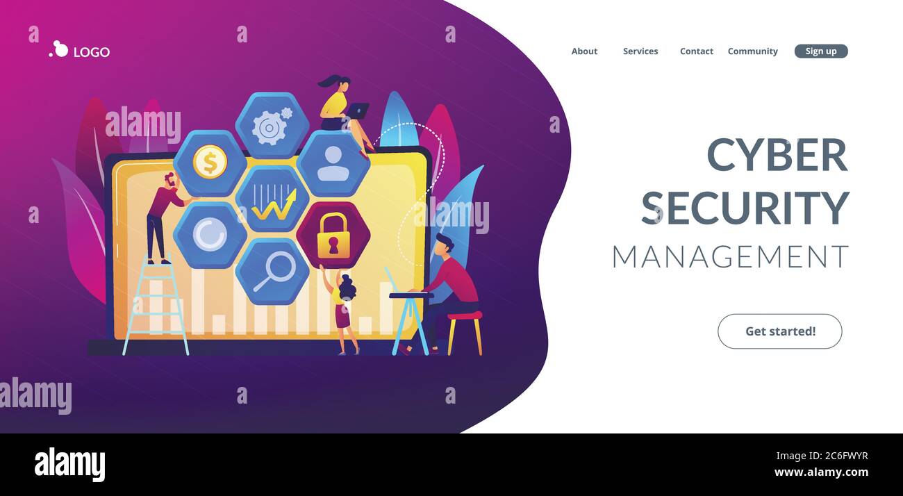 Cyber security management concept landing page Stock Vector Image & Art ...