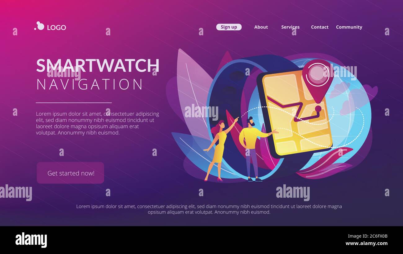 Smartwatch navigation concept landing page Stock Vector Image & Art - Alamy