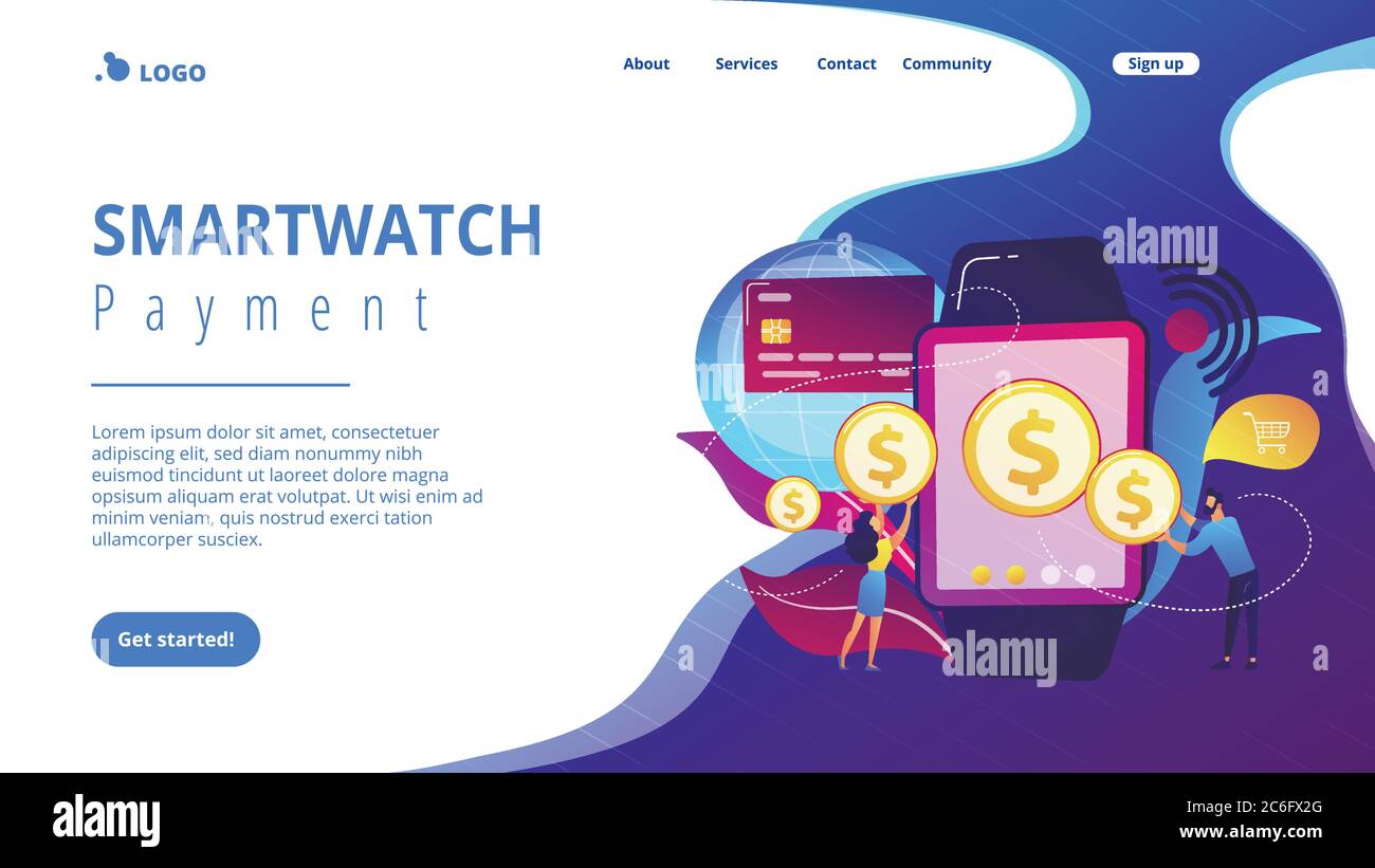 Smartwatch payment concept landing page Stock Vector Image & Art - Alamy