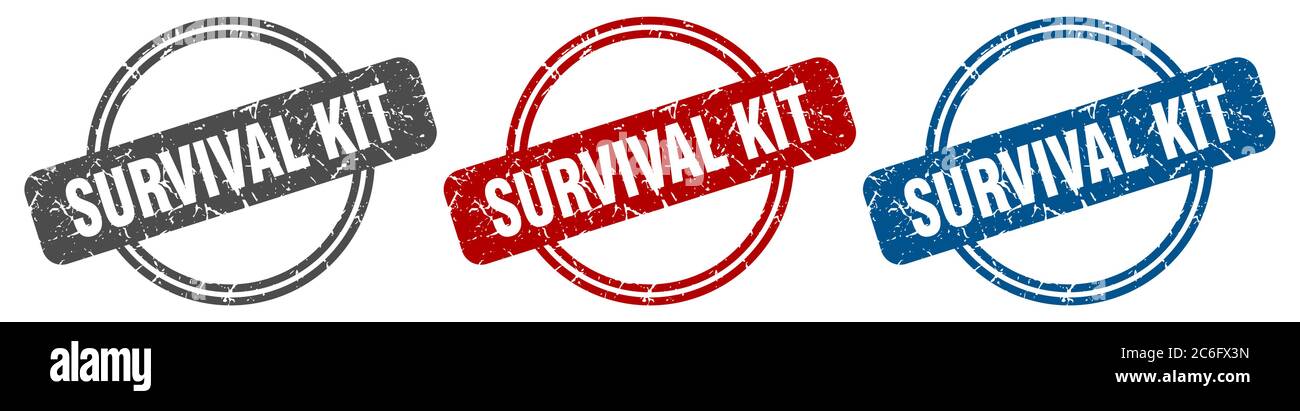 survival kit stamp. survival kit sign. survival kit label set Stock ...