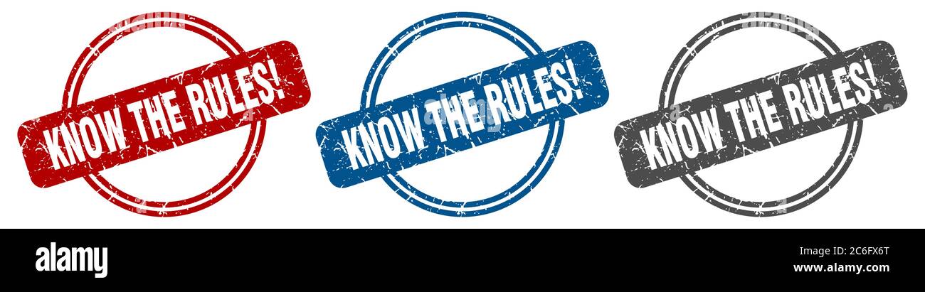 know the rules stamp. know the rules sign. know the rules label set ...