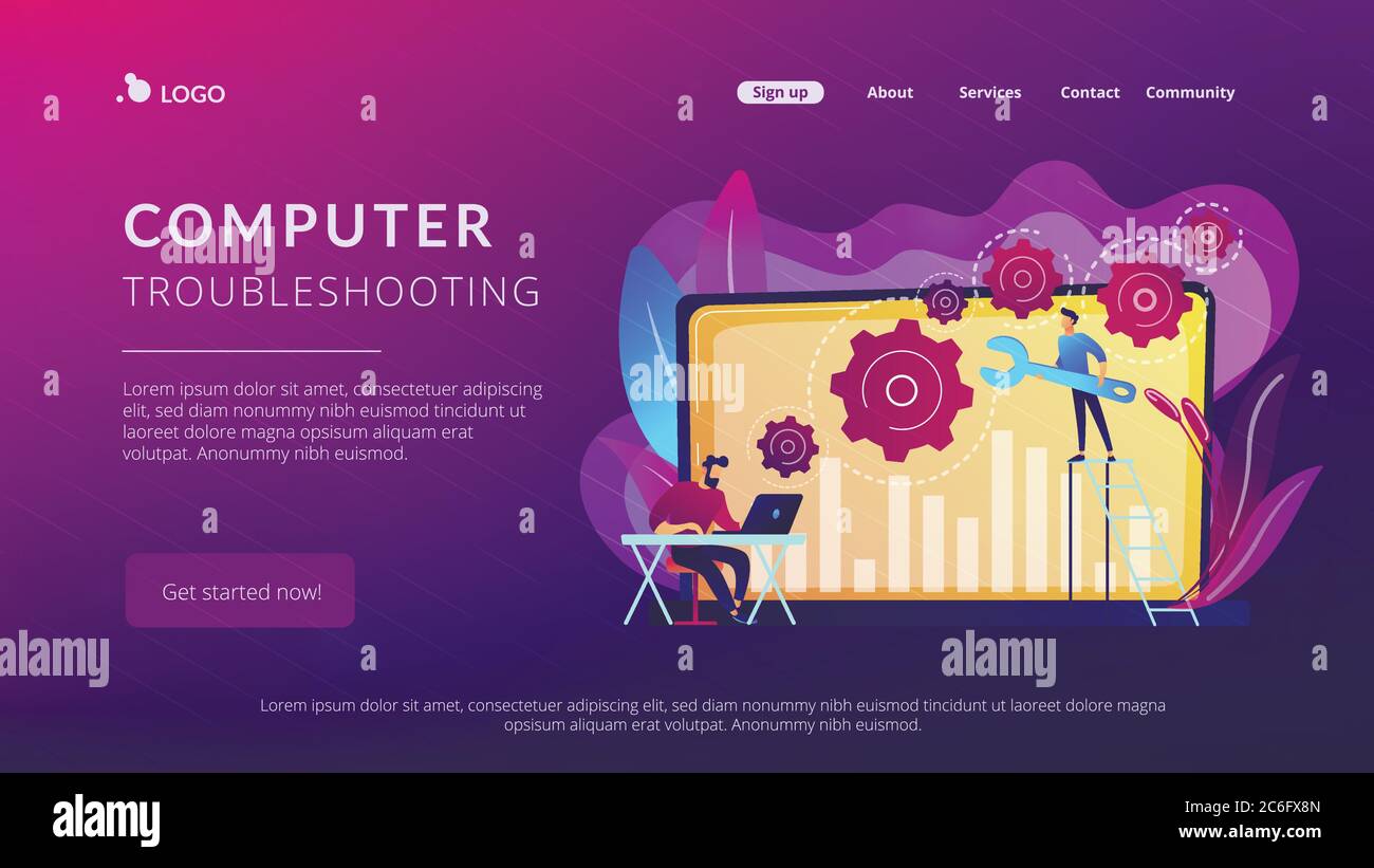 Computer troubleshooting concept landing page Stock Vector Image & Art ...