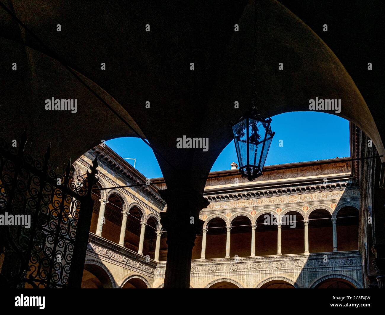 Portico of a private courtyard. Bologna, Italy Stock Photo - Alamy