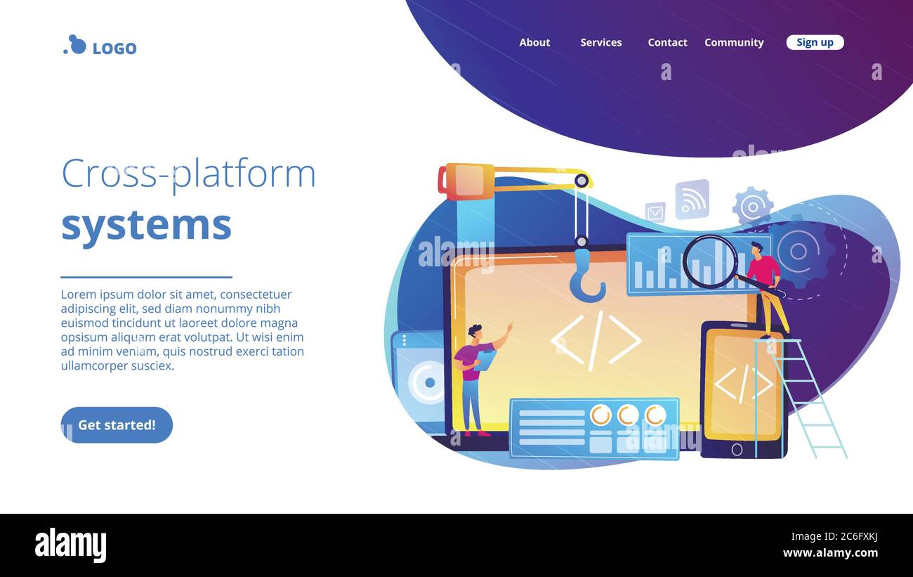 Cross-platform development concept landing page Stock Vector Image & Art - Alamy