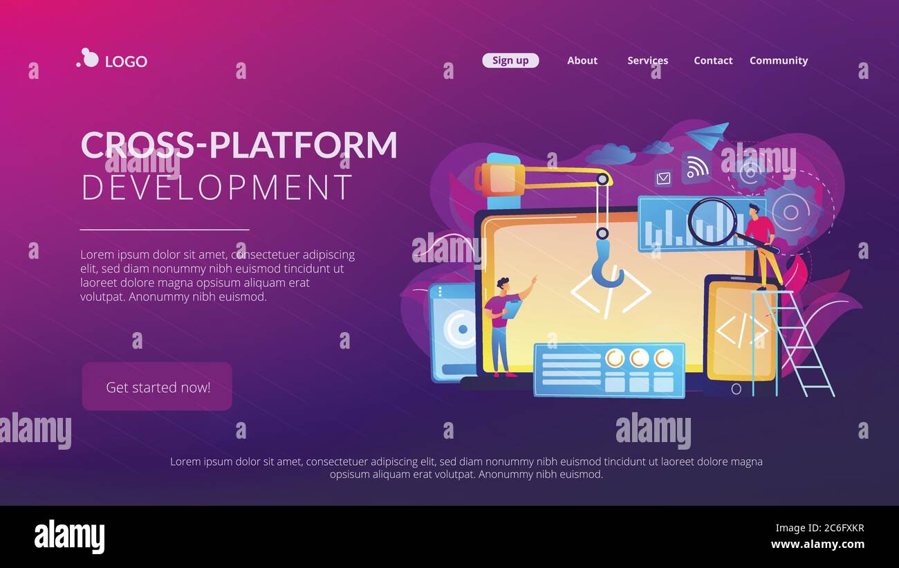 Cross-platform development concept landing page Stock Vector Image & Art - Alamy