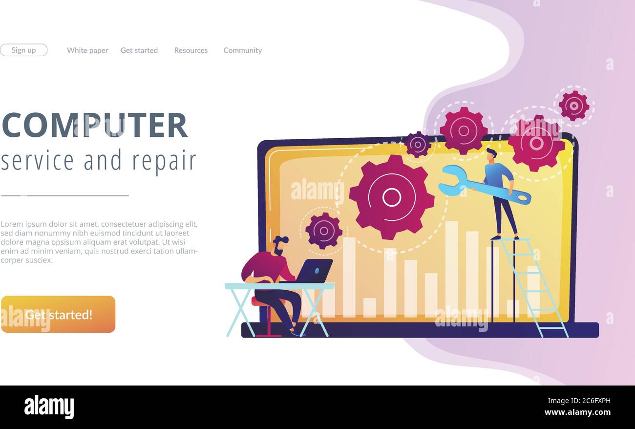 Computer troubleshooting concept landing page Stock Vector Image & Art ...