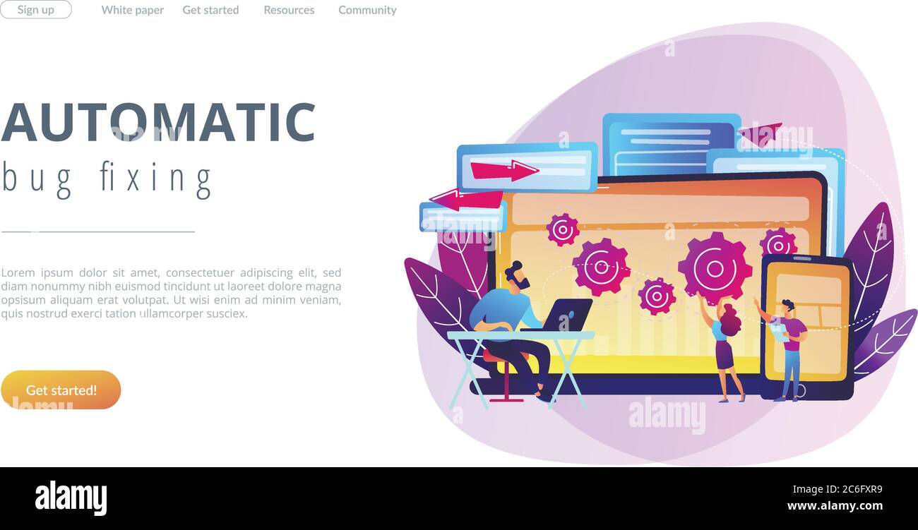 Cross platform bug founding concept landing page Stock Vector Image ...