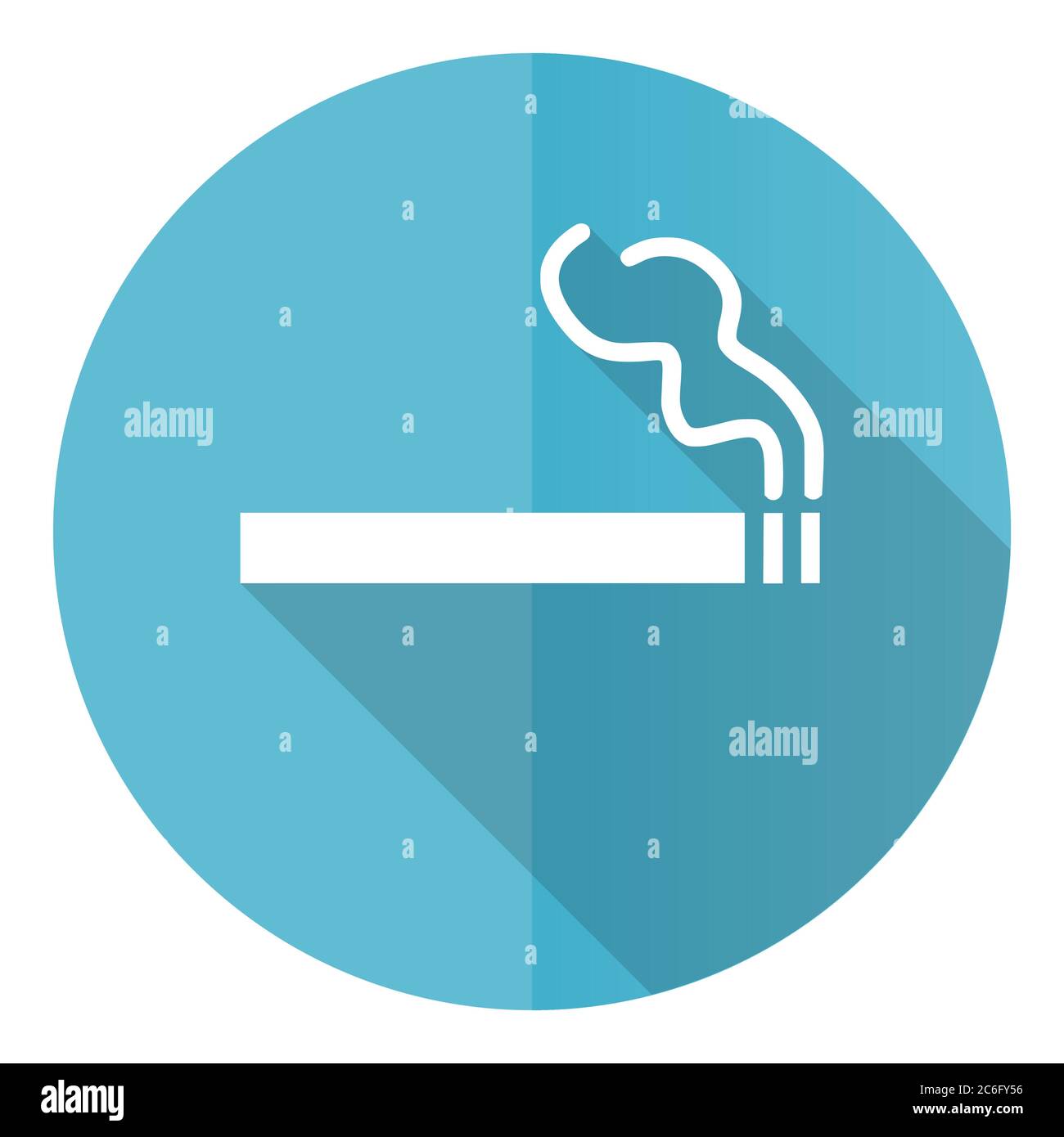 Cigarette vector icon, flat design blue round web button isolated on ...