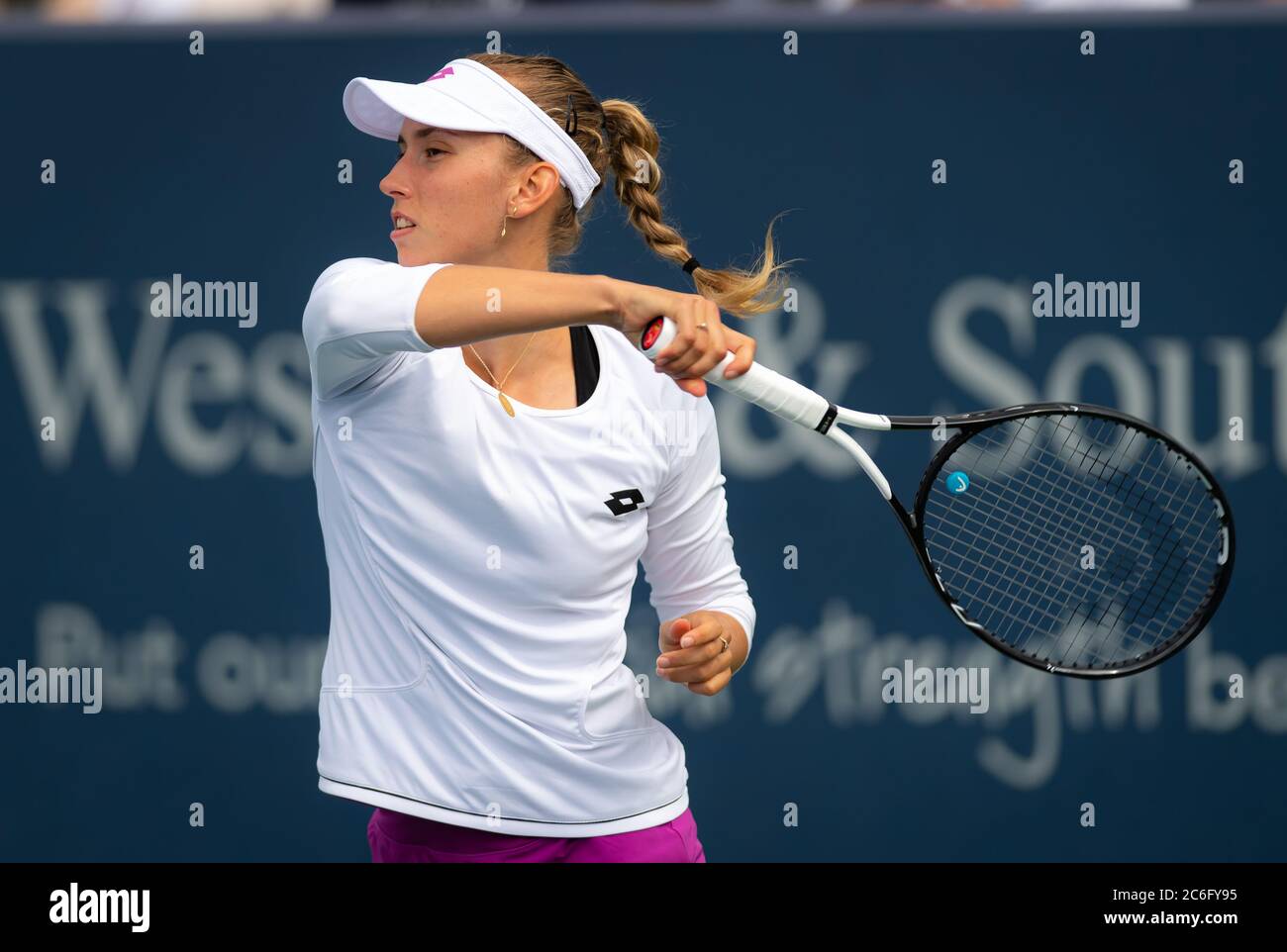 Elise Mertens of Belgium in action during her second-round match at the ...