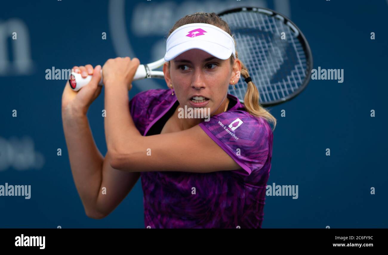 Elise Mertens of Belgium in action during her second-round match at the ...