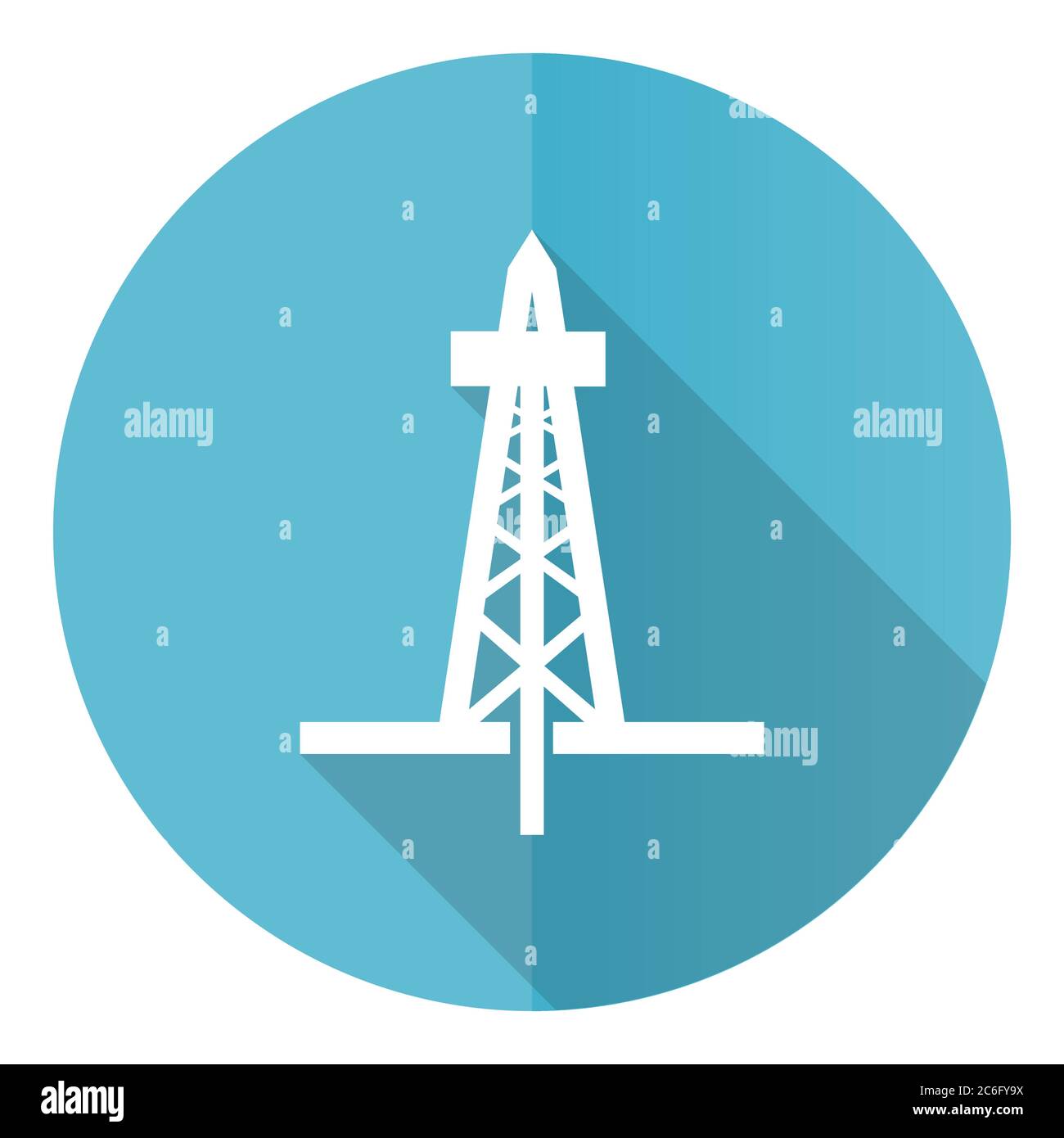Drilling vector icon, flat design blue round web button isolated on ...