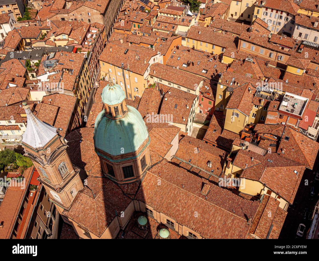 Aerial view of bell tower and dome of St Bartolomeo and Gaetano church ...
