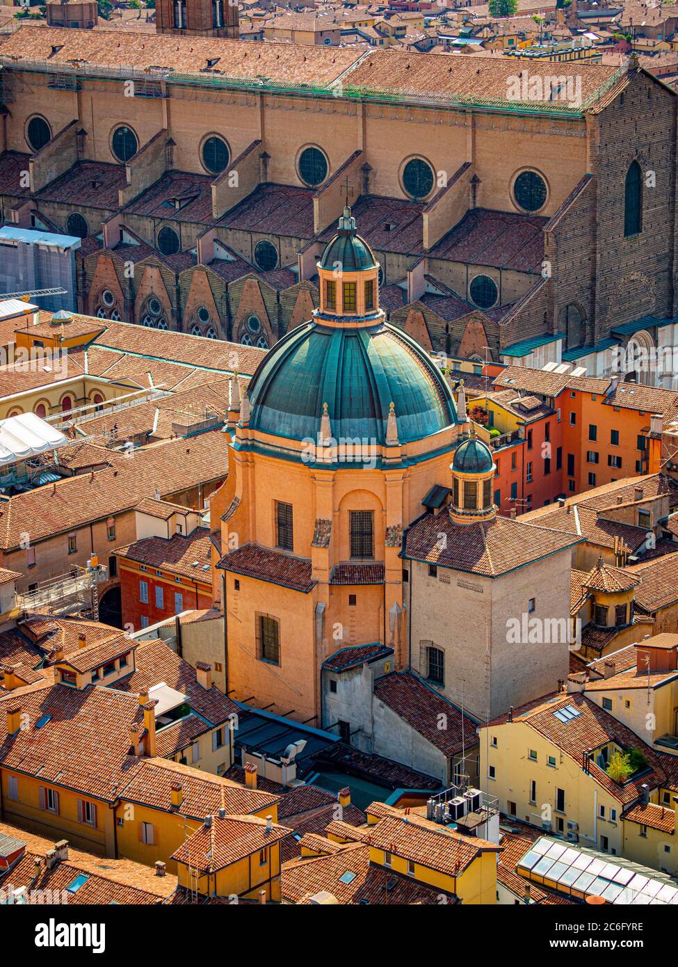 Aerial view of the dome of Santuario di Santa Maria della Vita and the ...