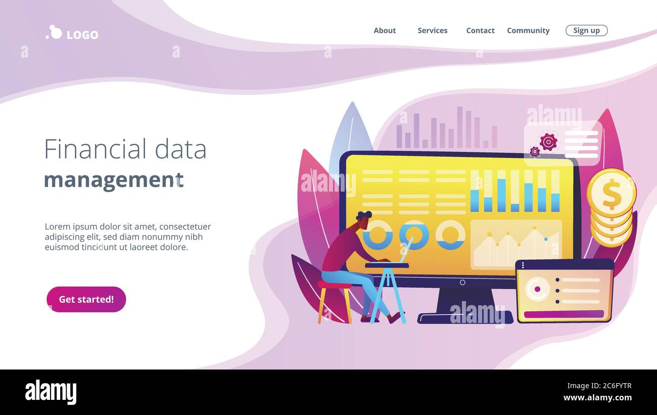 Financial data management concept landing page Stock Vector Image & Art ...