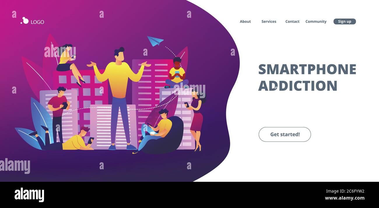 Smartphone addiction concept landing page Stock Vector Image & Art - Alamy