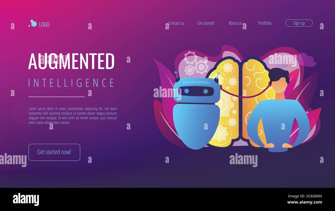 Augmented intelligence concept landing page Stock Vector Image & Art ...
