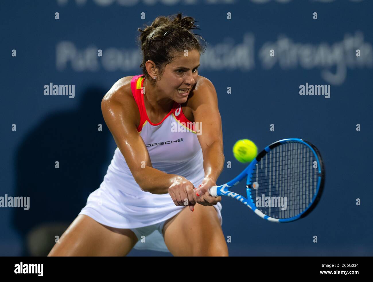 Julia Goerges of Germany in action during her first-round match at the ...