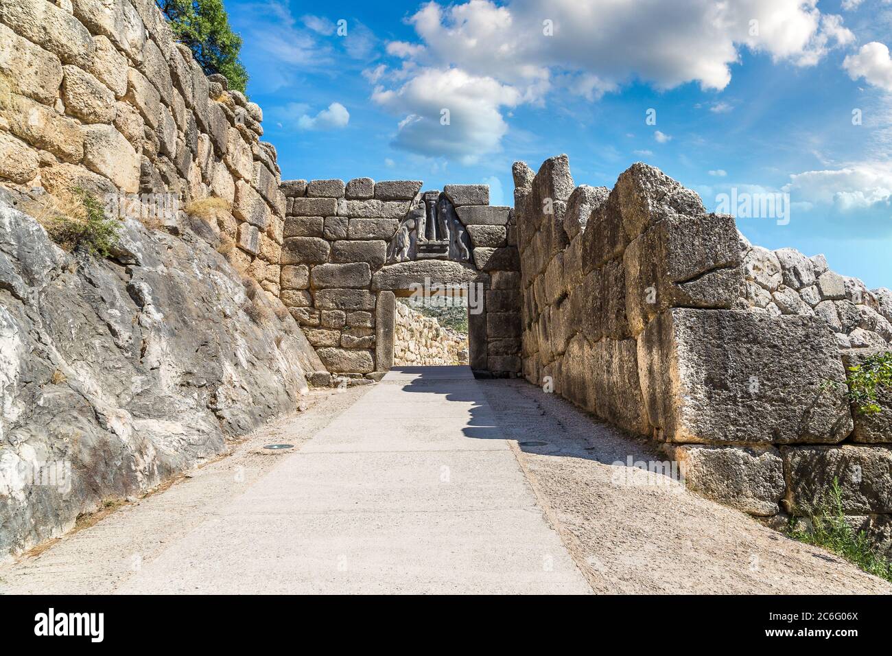Lion Gate in Mycenae, Greece in a summer day Stock Photo - Alamy