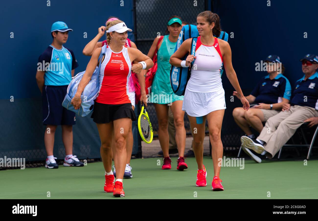 Julia Goerges & Angelique Kerber of Germany playing doubles at the 2019 ...