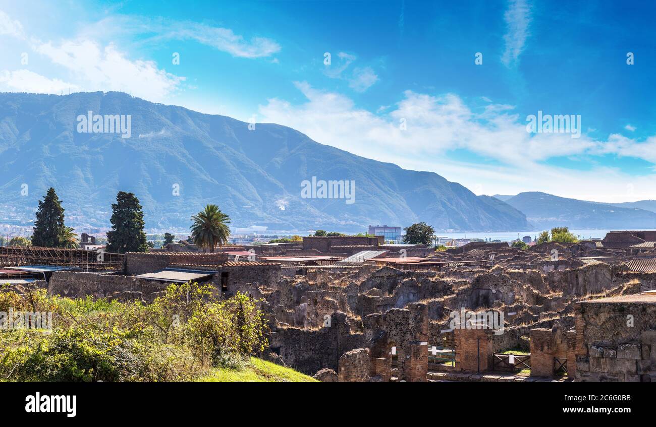 Pompeii city destroyed in 79BC by the eruption of Mount Vesuvius in a ...