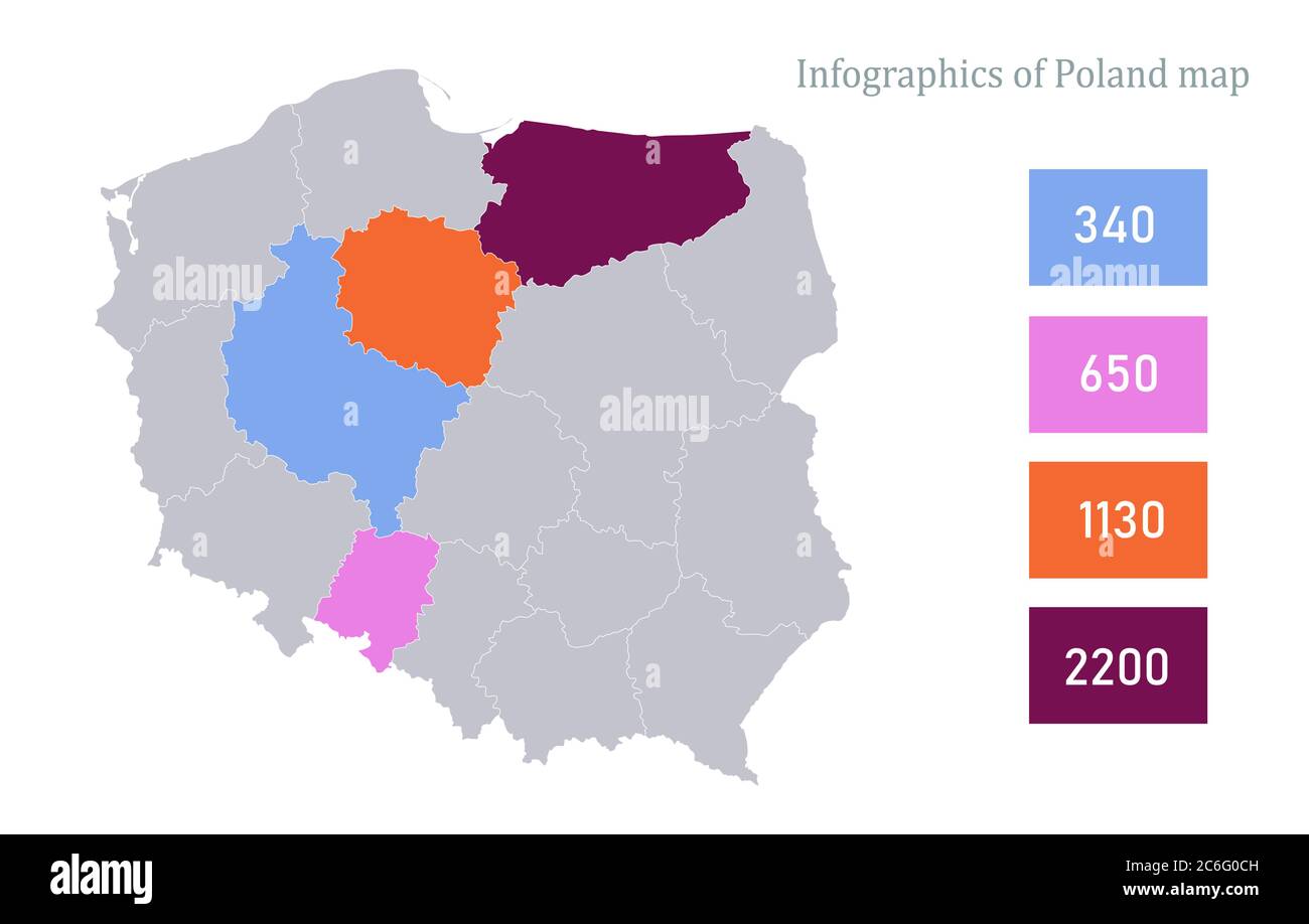 Infographics of Poland map, individual regions vector Stock Vector ...