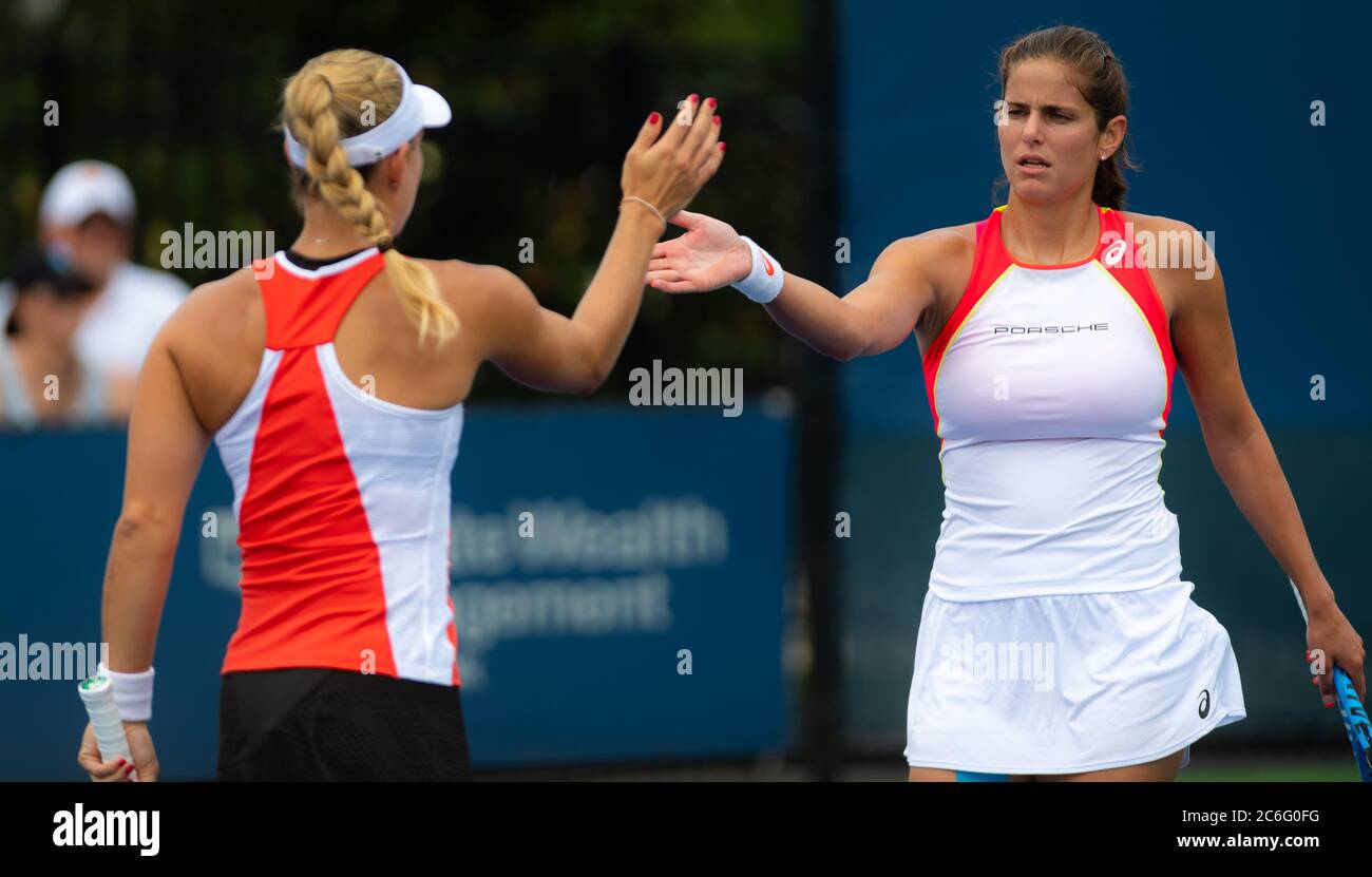 Julia Goerges & Angelique Kerber of Germany playing doubles at the 2019 ...