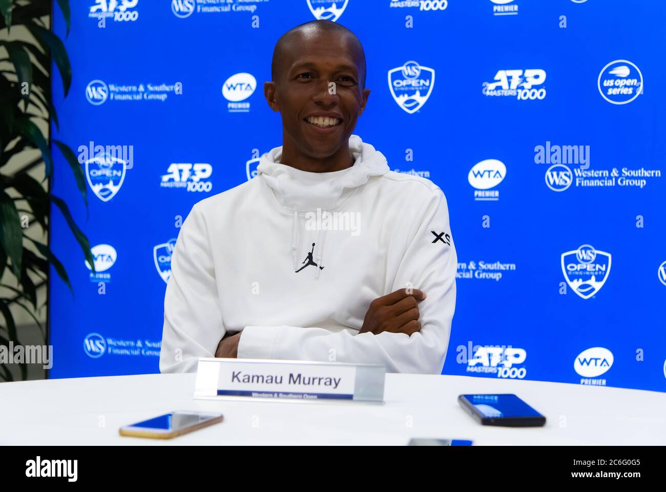 Kamau Murray talks to the media at the 2019 Western & Southern Open WTA ...
