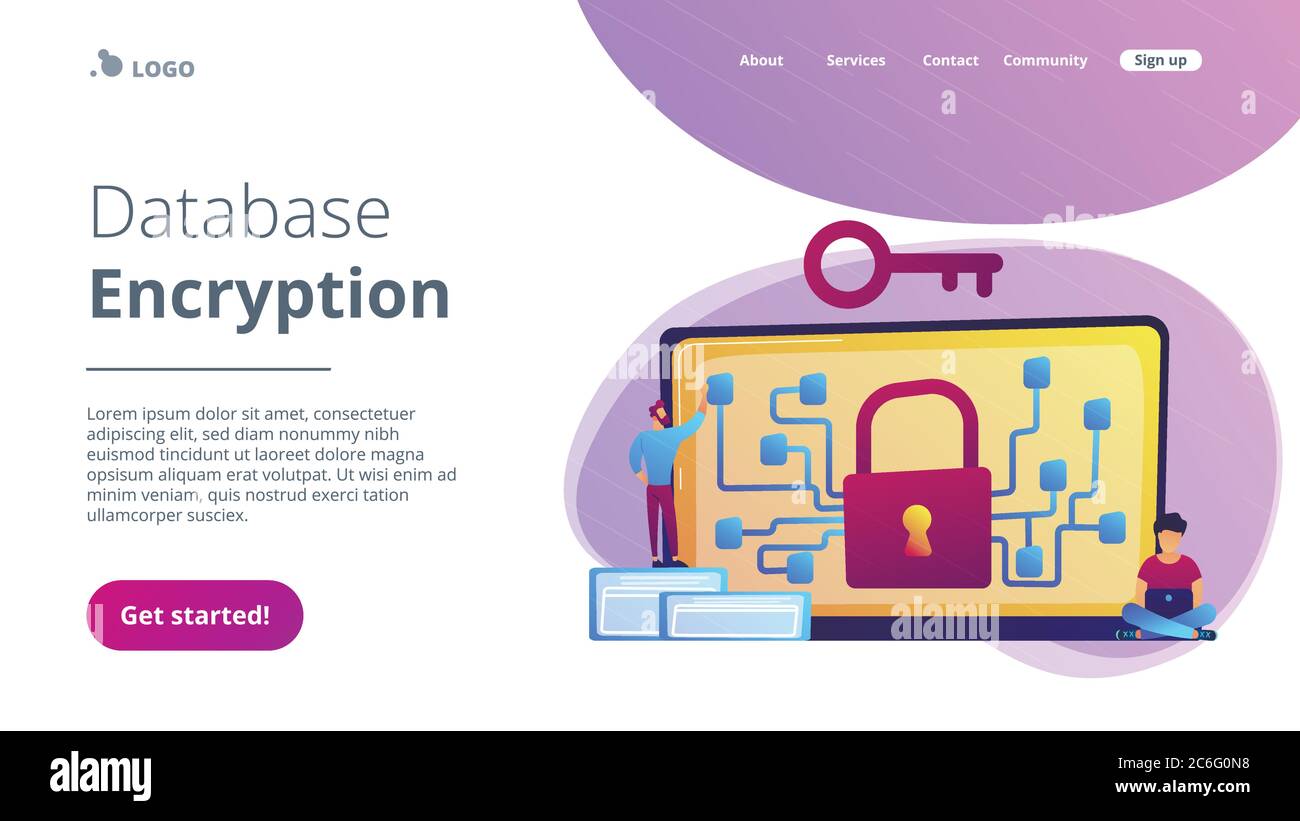 Cryptography and encryption concept landing page Stock Vector Image ...