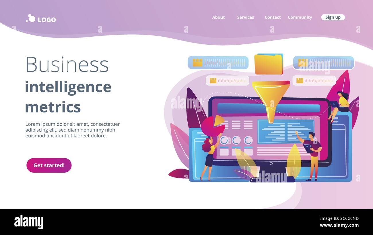 Business intelligence dashboard concept landing page Stock Vector Image ...