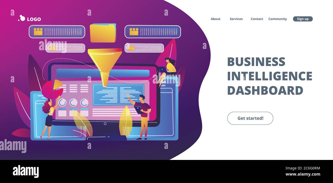Business intelligence dashboard concept landing page Stock Vector Image ...
