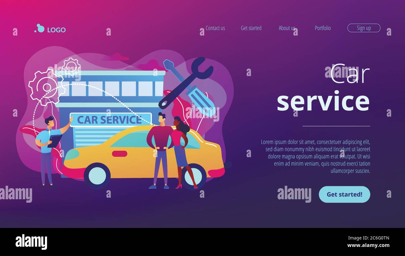 Car mechanic auto landing web page vector garage repair hi-res stock ...